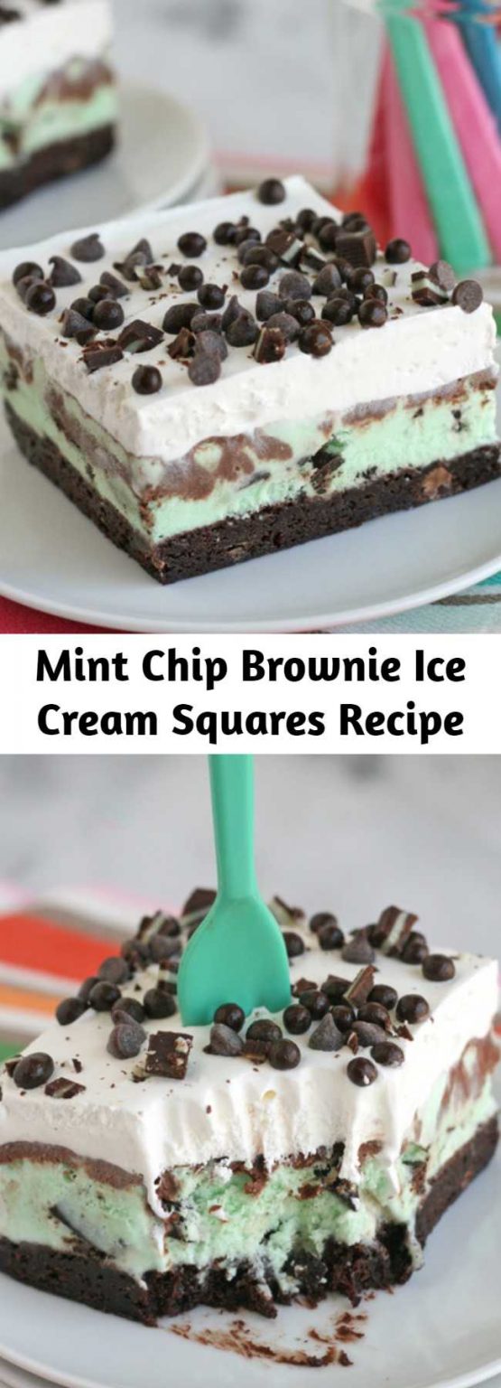 Mint Chip Brownie Ice Cream Squares Recipe - Mom Secret Ingrediets